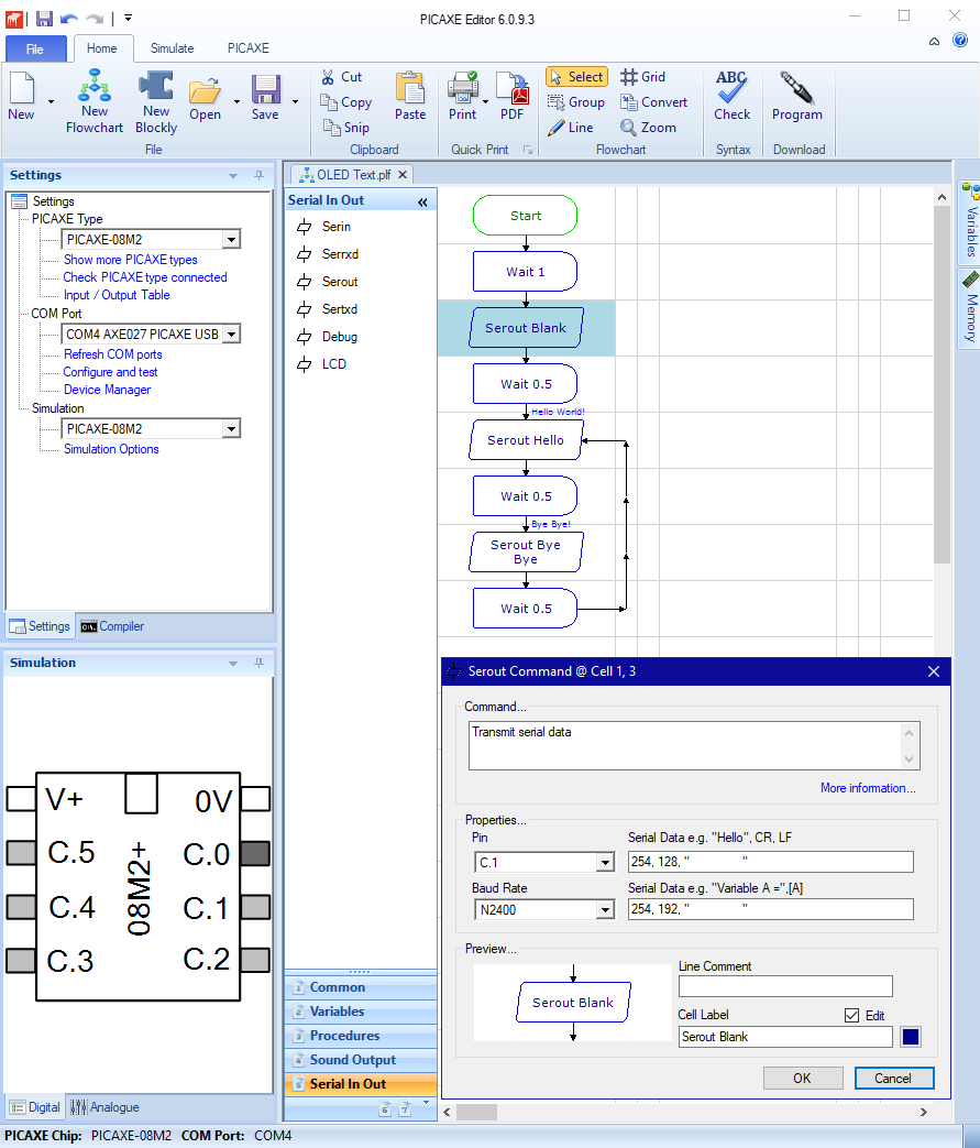 rOmV4 - Picaxe 04 OLED Text